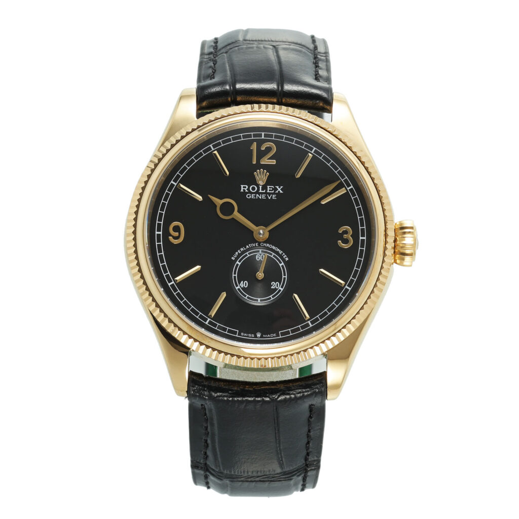 2025 Modell der Replica Rolex Perpetual 1908 gold mit schwarzem ZB