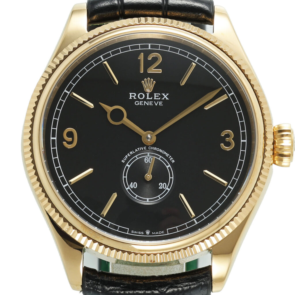 2025 Modell der Replica Rolex Perpetual 1908 gold mit schwarzem ZB