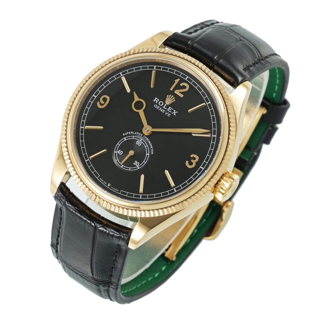 2025 Modell der Replica Rolex Perpetual 1908 gold mit schwarzem ZB