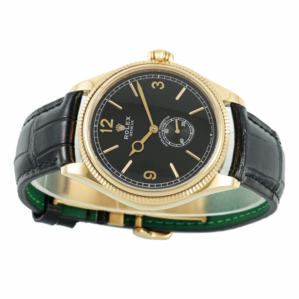 2025 Modell der Replica Rolex Perpetual 1908 gold mit schwarzem ZB