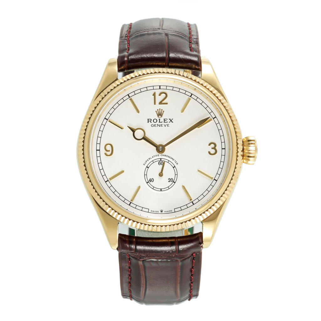 2025 Modell der Replica Rolex Perpetual 1908 gold mit weissem ZB