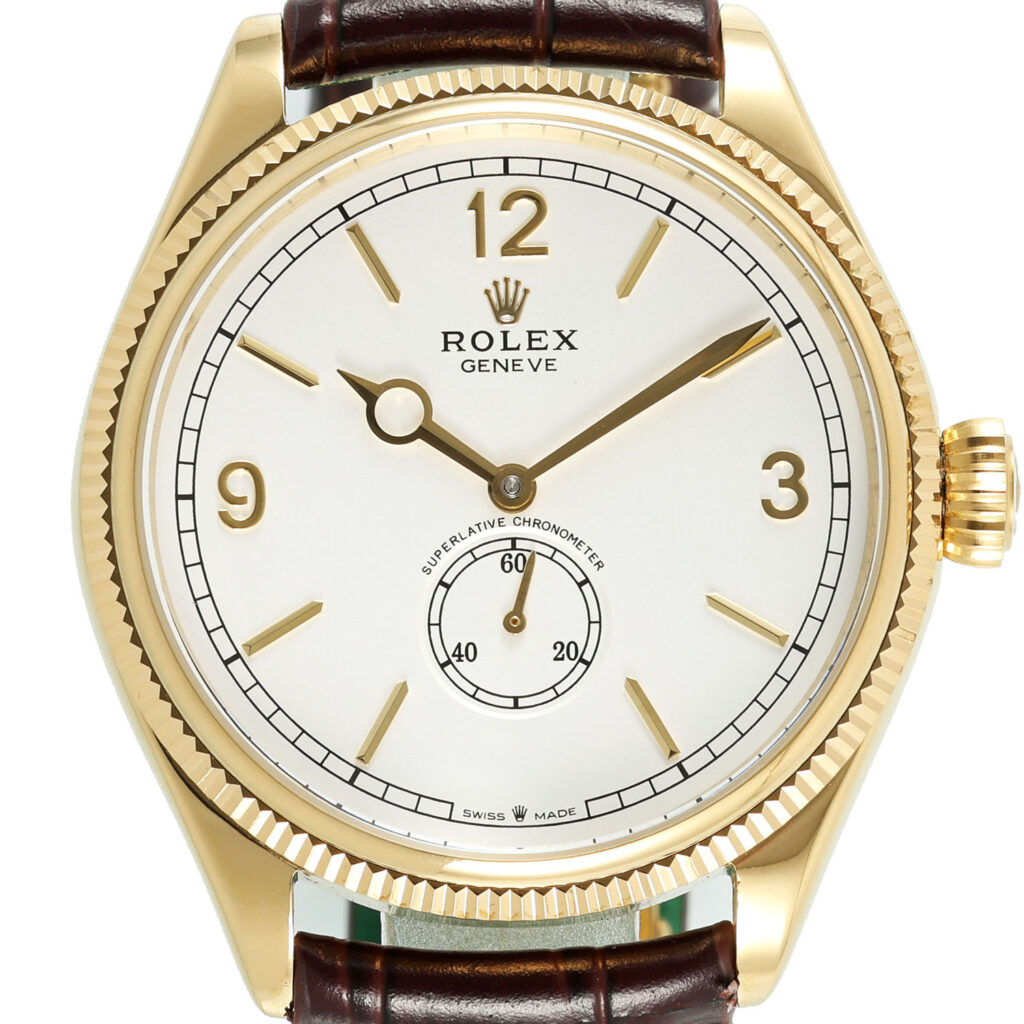 2025 Modell der Replica Rolex Perpetual 1908 gold mit weissem ZB