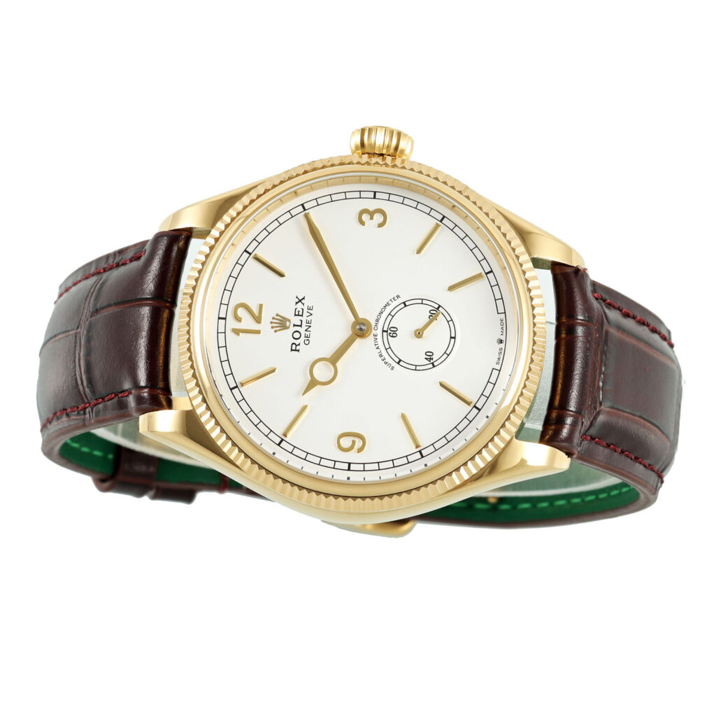 2025 Modell der Replica Rolex Perpetual 1908 gold mit weissem ZB